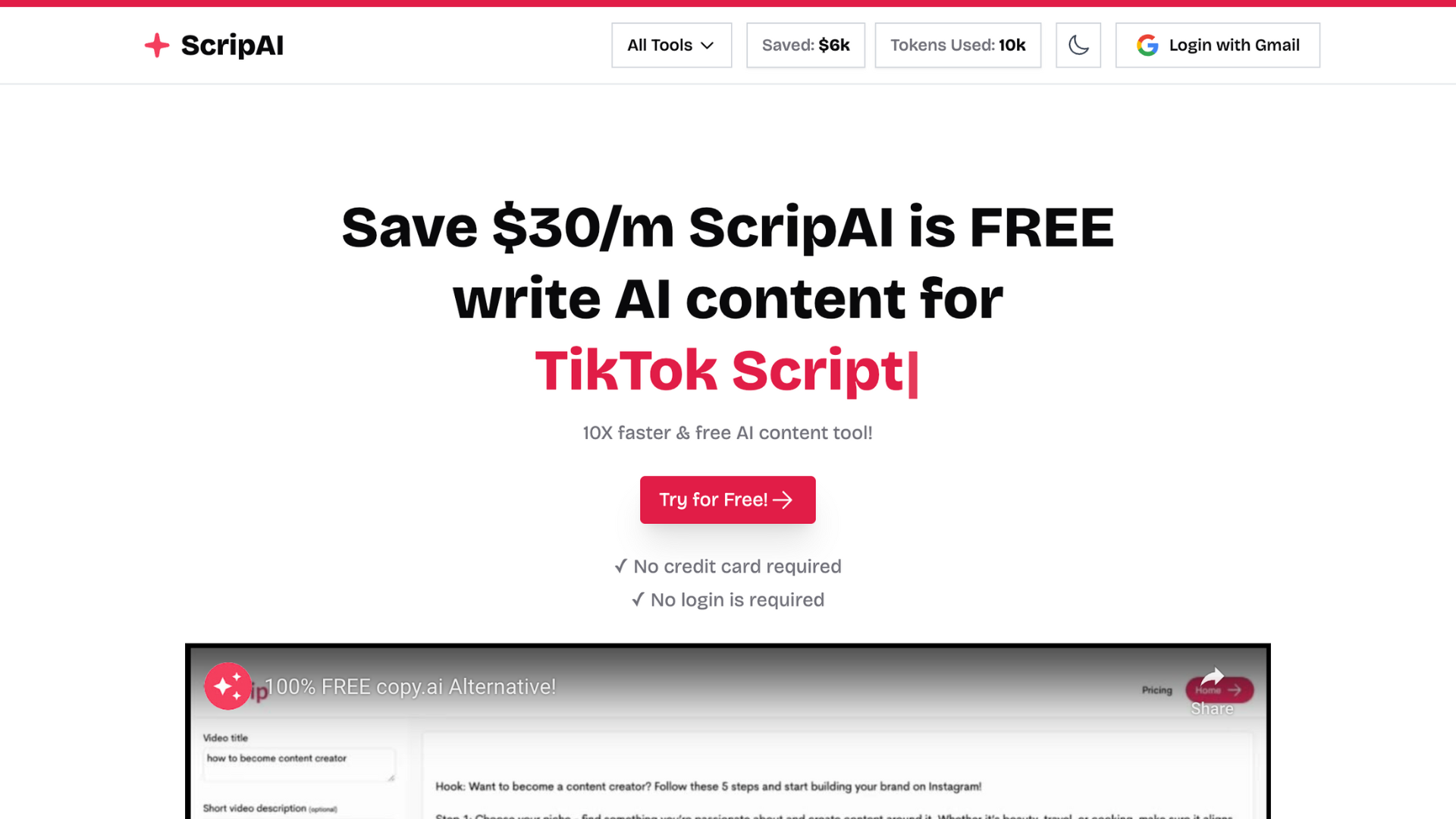ScripAI - Free AI writer [100% FREE - No Login required]